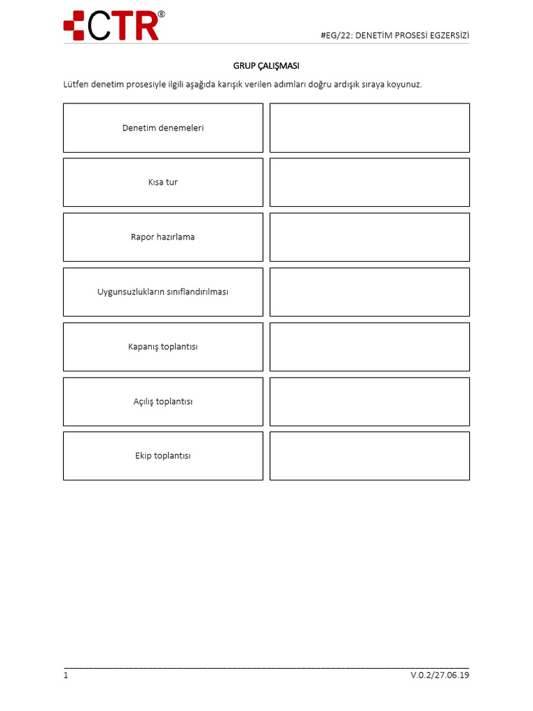 Eg22 Deneti̇m Prosesi̇ Egzersi̇zi̇ | PDF