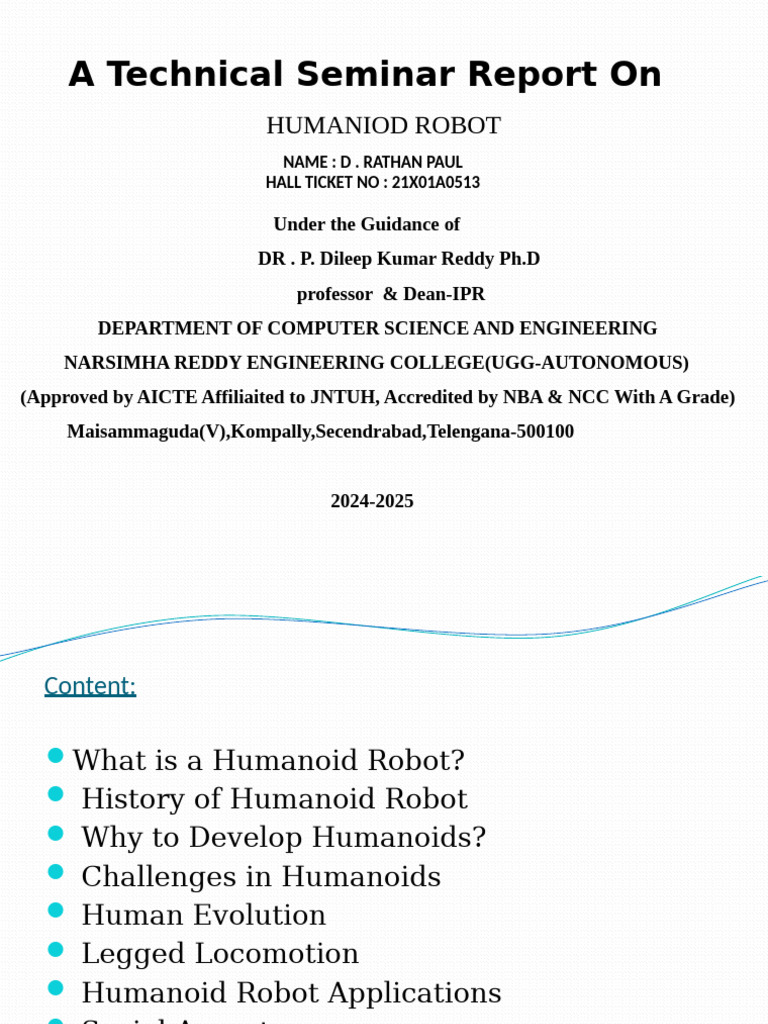 Humaniod Robot | PDF | Robot | Robotics