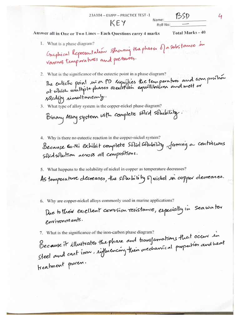 Practice Test 4 Key Pdf