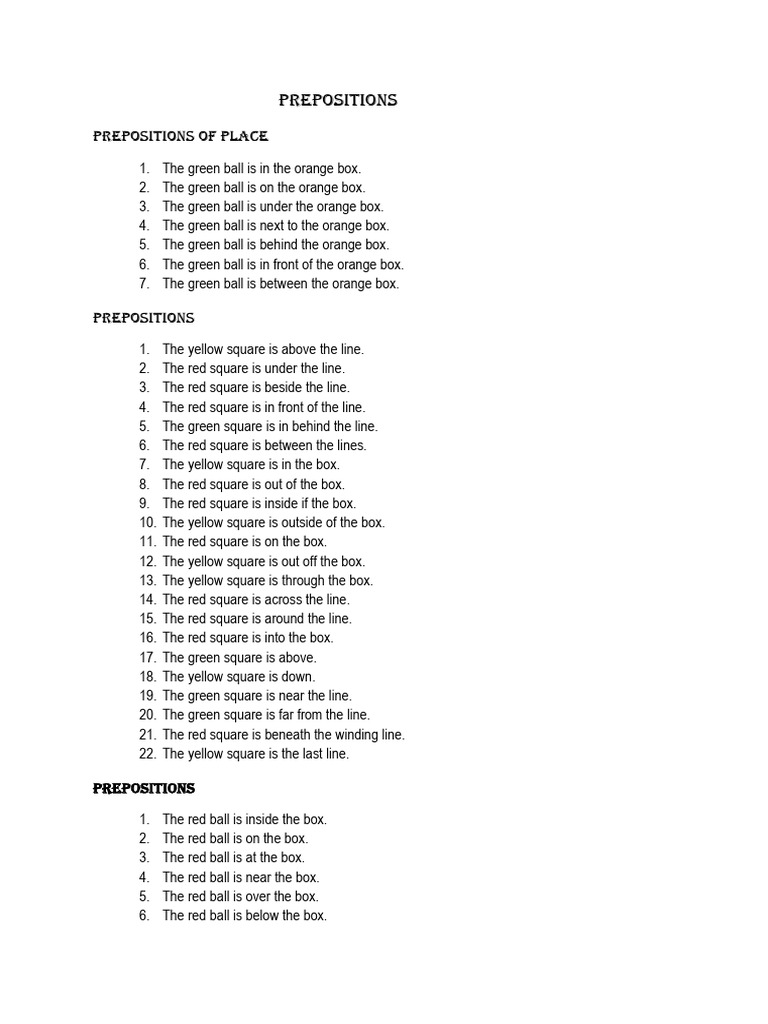 Prepositions Assignment | PDF