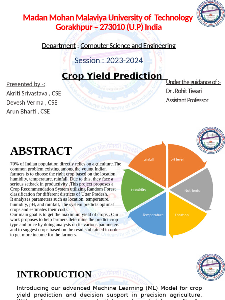 crop yield waali ppt | PDF | Machine Learning | Agriculture