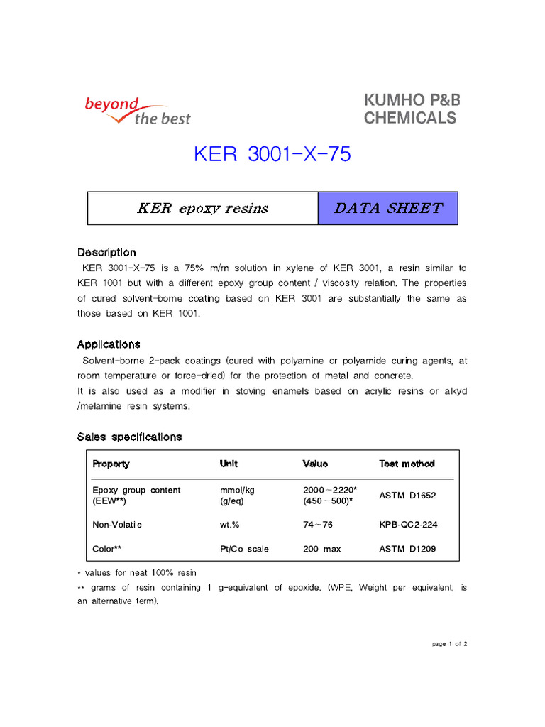 Tds-Ker 3001-X-75 (Eng) | PDF | Epoxy | Materials