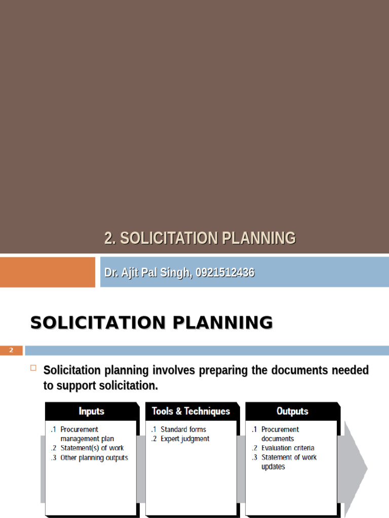 2 Solicitation Planning | PDF | Procurement | Request For Proposal