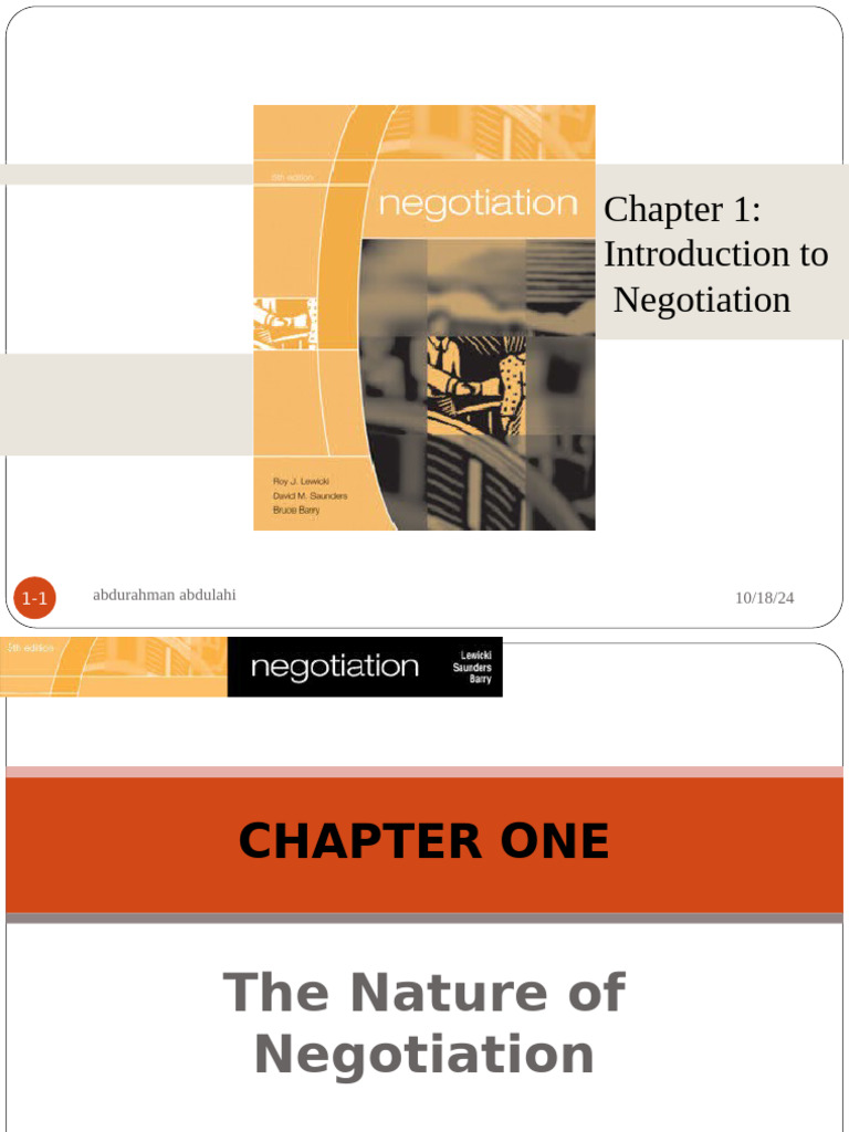Chap001 Introduction To Negotiation | PDF | Negotiation | Social Psychology