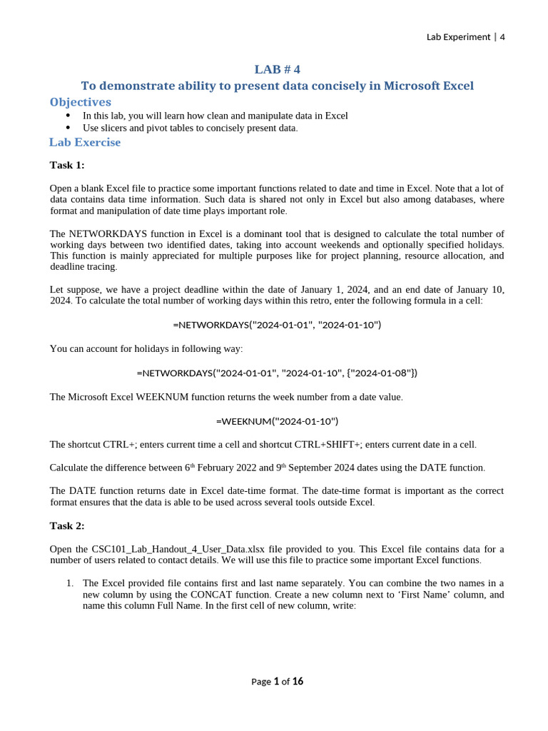 Lab 4 | PDF | Microsoft Excel | Computing