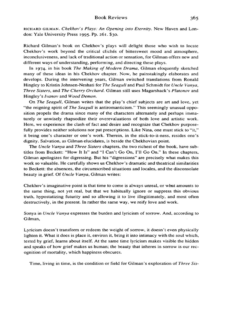 Chekhov's Plays An Opening in | PDF