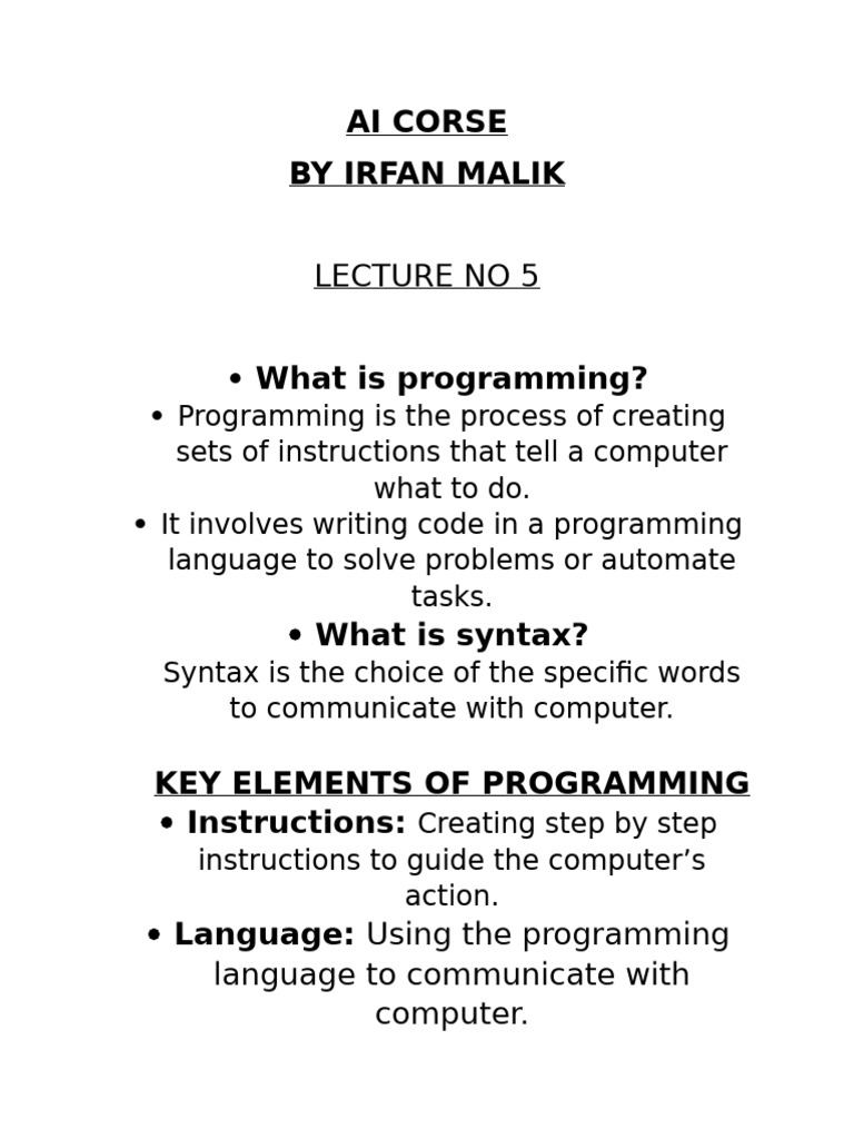 Introduction to Programming Concepts | PDF