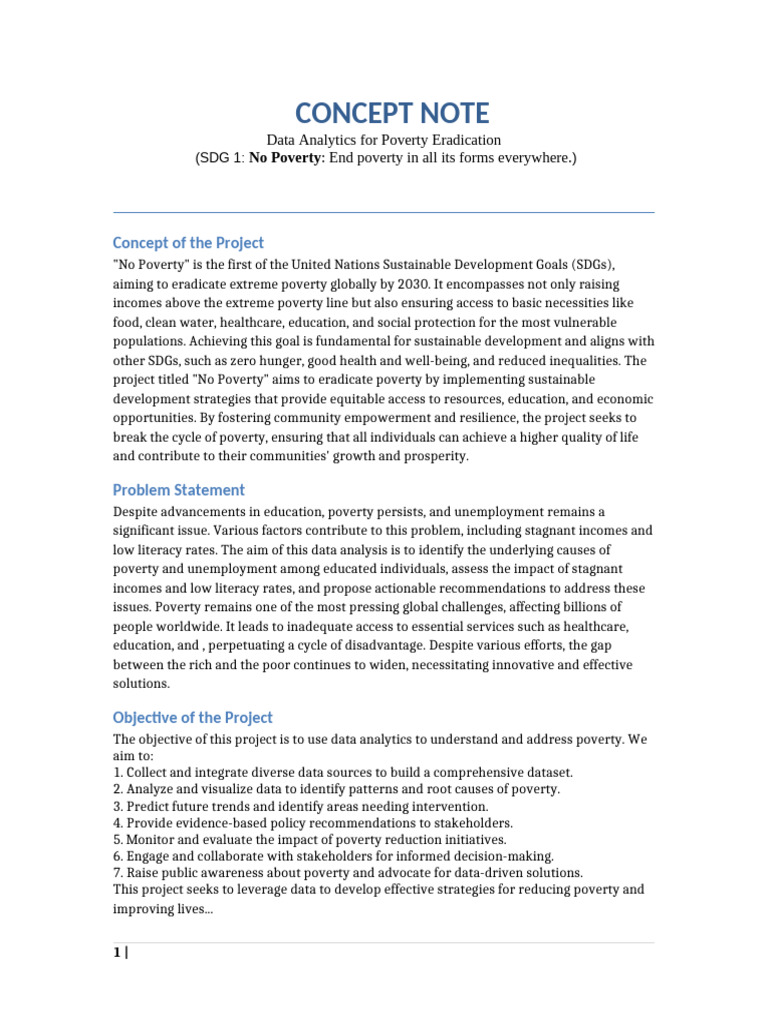 NO_POVERTY_Project_Concept_Note_IBM | PDF | Cost Of Living | Poverty