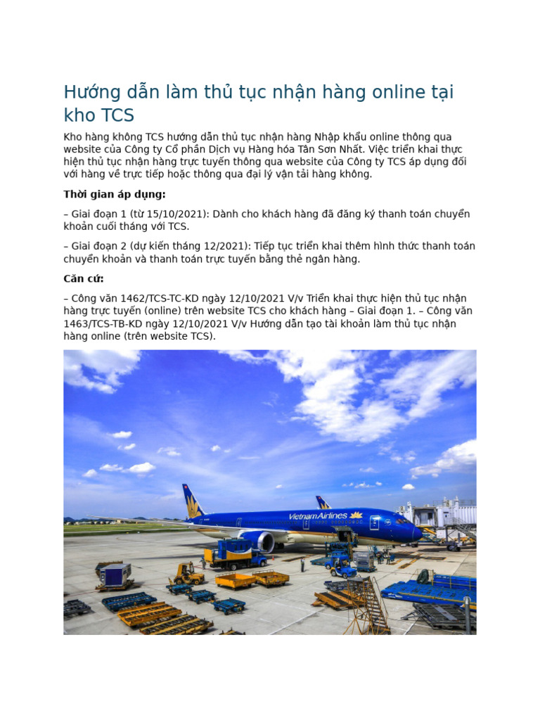 nhận hàng online tại kho TCS | PDF