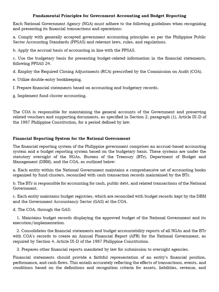 Fundamental Principles For Government Accounting and Budget Reporting ...