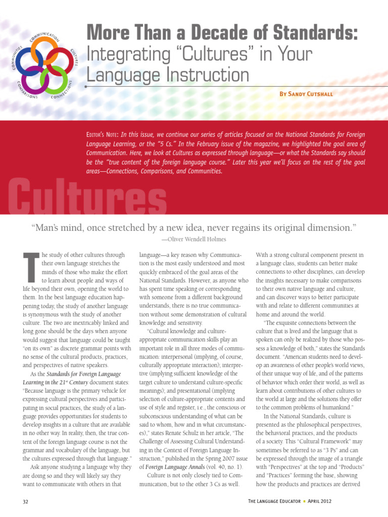 Cutshall 2012-04-More Than A Decade of Standards-Integrating - Cultures ...