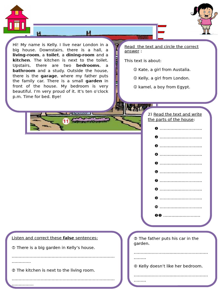 My House Picture Description Exercises Reading Comprehension | PDF