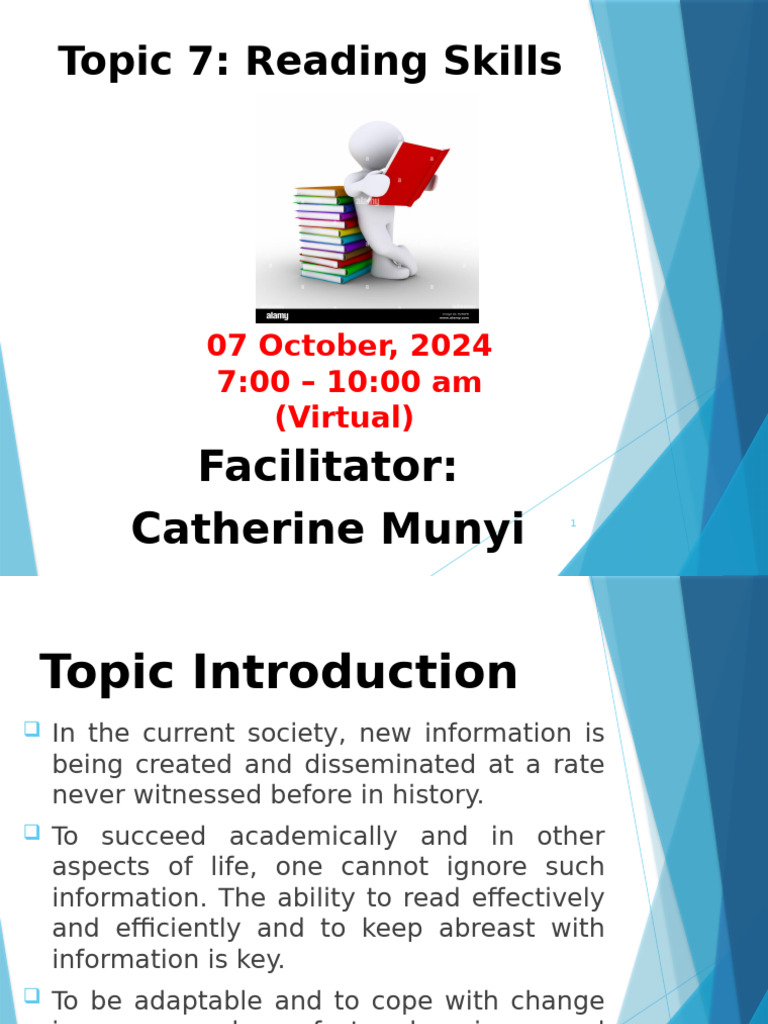 Topic Seven Reading Skills | PDF | Speed Reading | Reading Comprehension