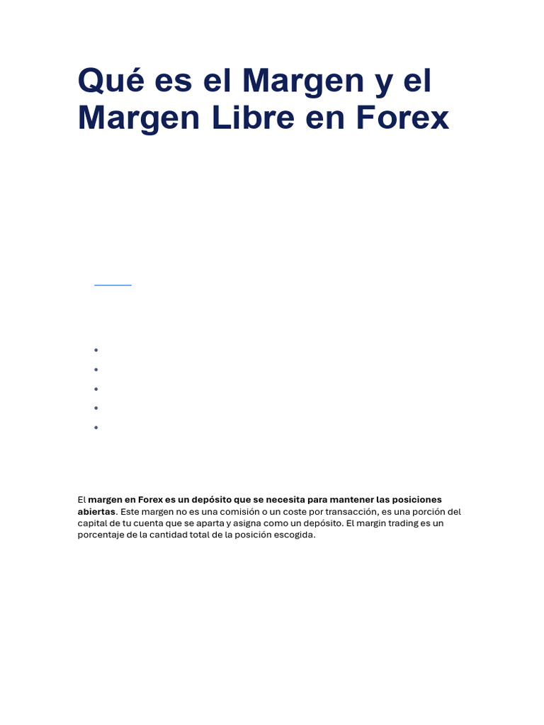 14 Qué Es El Margen, Margen Libre en Forex y Apalancamiento | PDF ...
