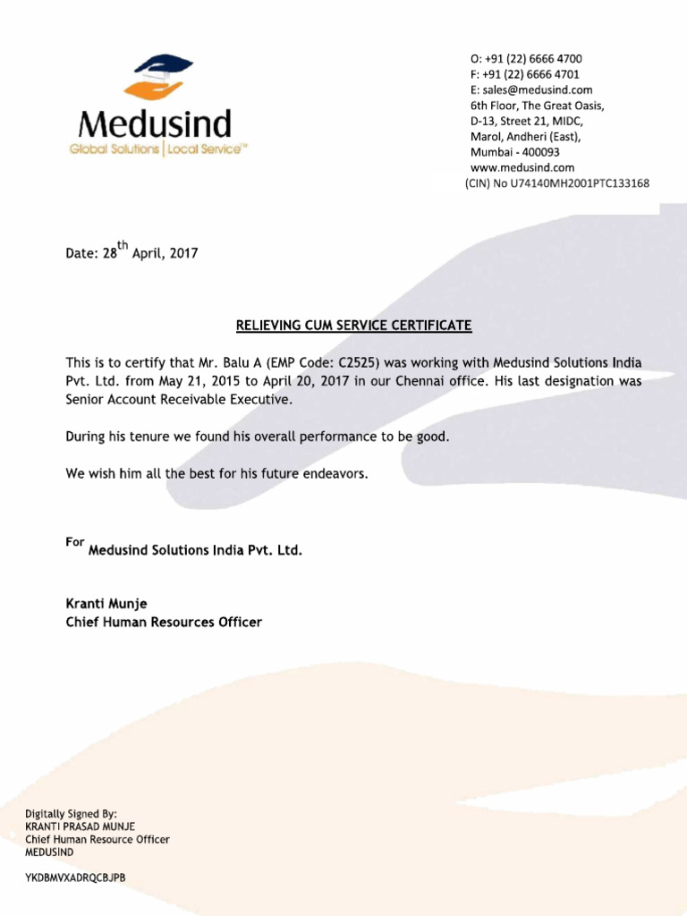 Medusind - Certificate | PDF