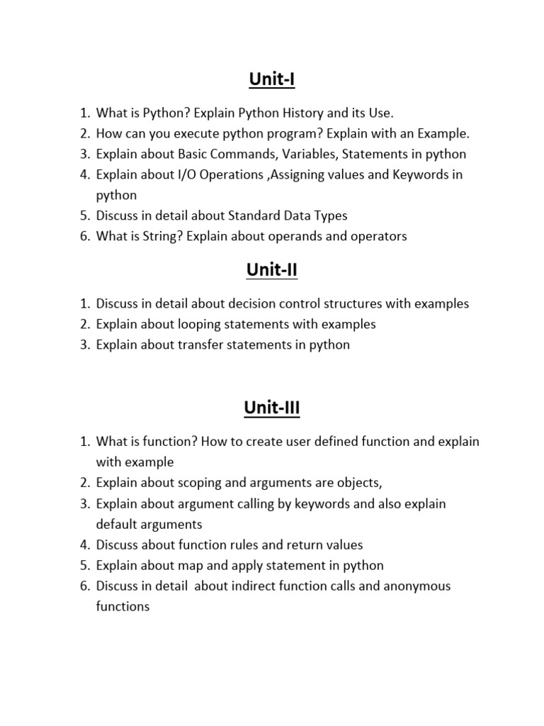 PP Unit Wise Questions | PDF | Career & Growth | Technology & Engineering