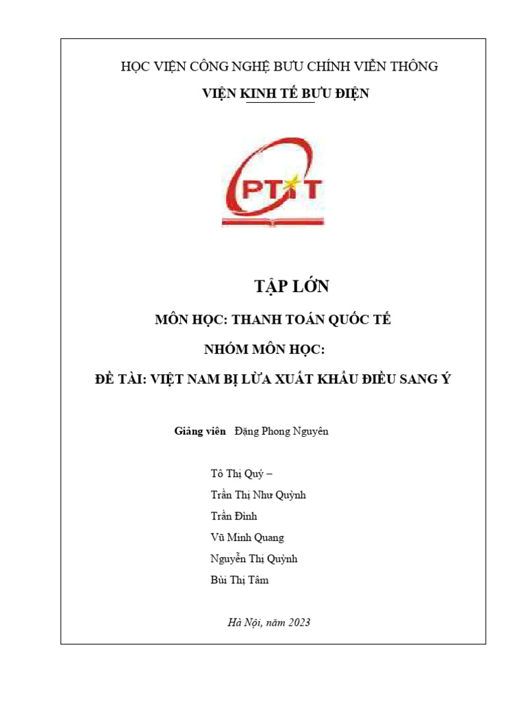 BTL Thanh toán quốc tế nhóm 7 | PDF