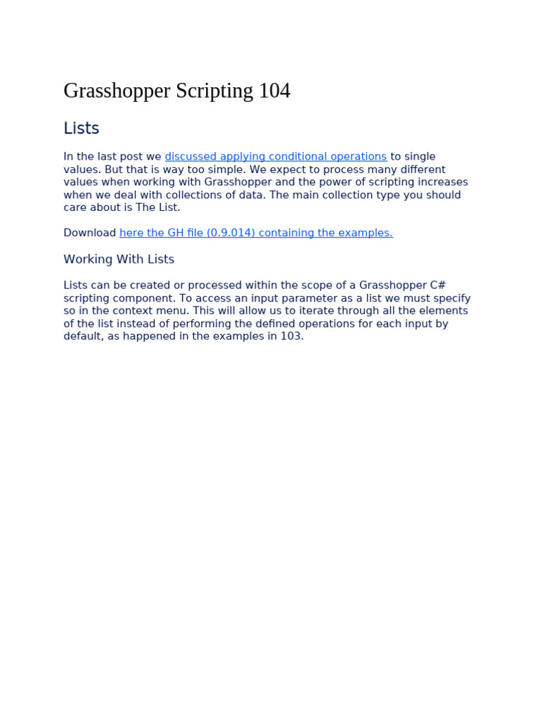 Grasshopper Scripting 104 | PDF | Control Flow | C Sharp (Programming Language)