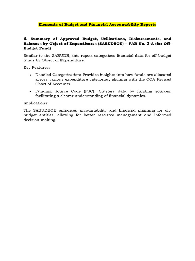 Summary of Approved Budget, Utilizations, Disbursements, and Balances ...