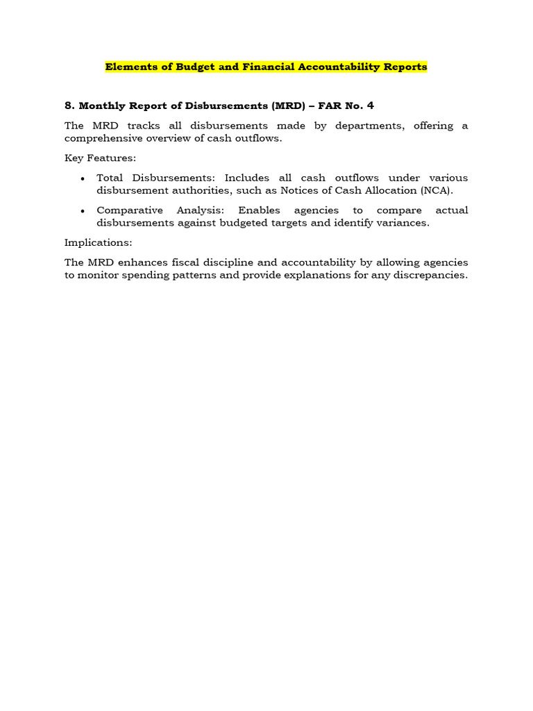 Monthly Disbursement Accountability Report | PDF | Business | Finance ...