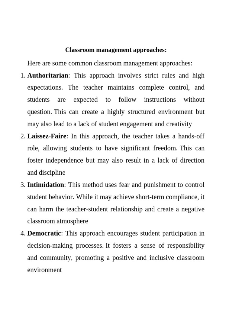 Classroom management approaches | PDF | Classroom Management | Learning Classroom management approaches | PDF | Classroom Management | Learning
