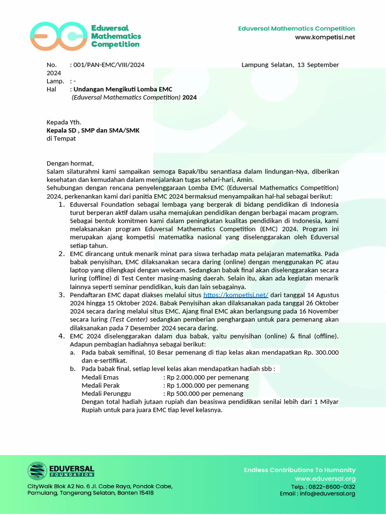 Surat Undangan EMC | PDF | Bisnis