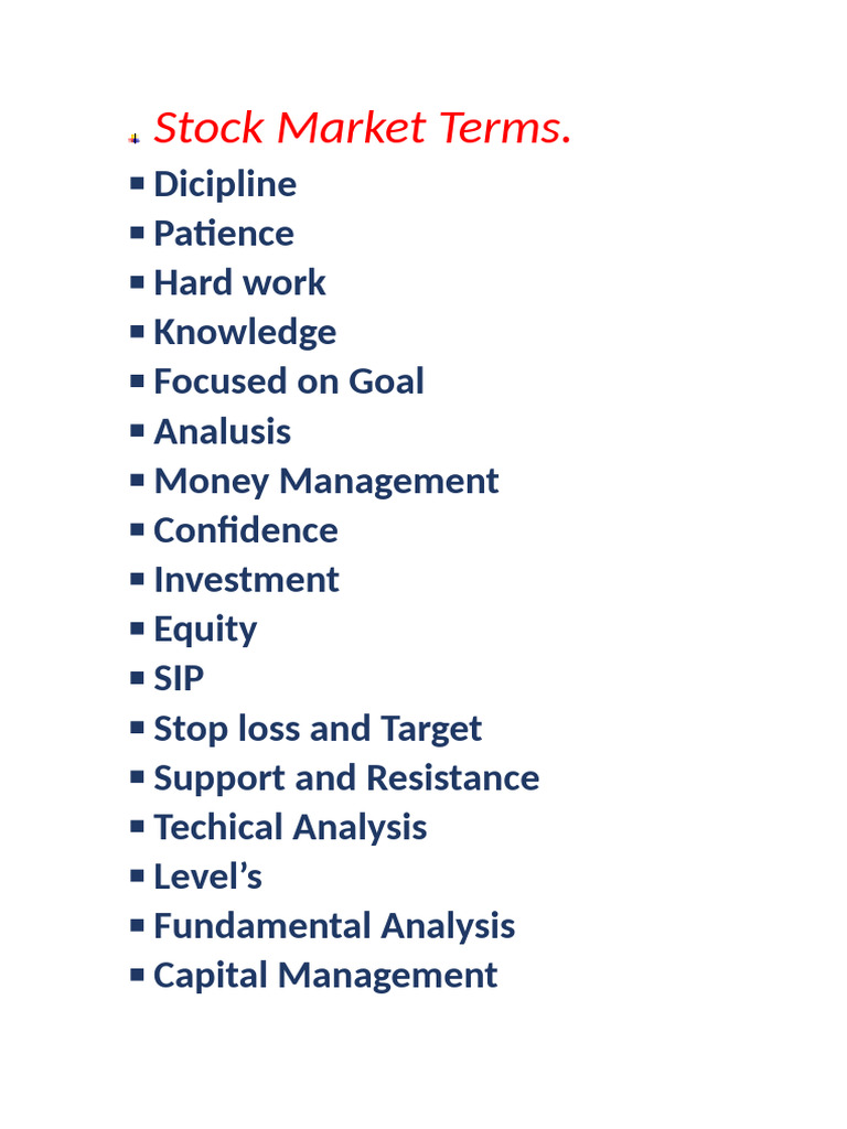 Essential Stock Market Terms Explained | PDF