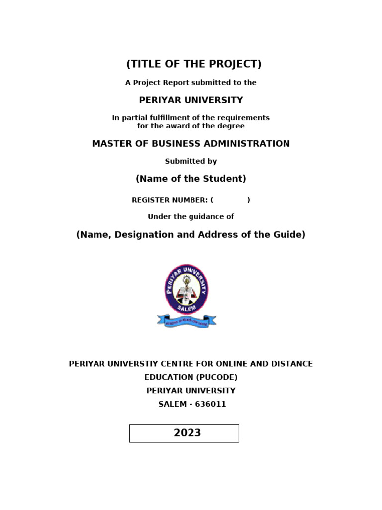 Project Front Page Format | PDF | Thesis