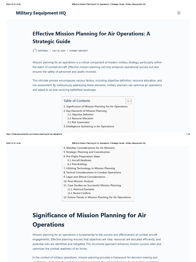 Effective Mission Planning For Air Operations - A Strategic Guide ...