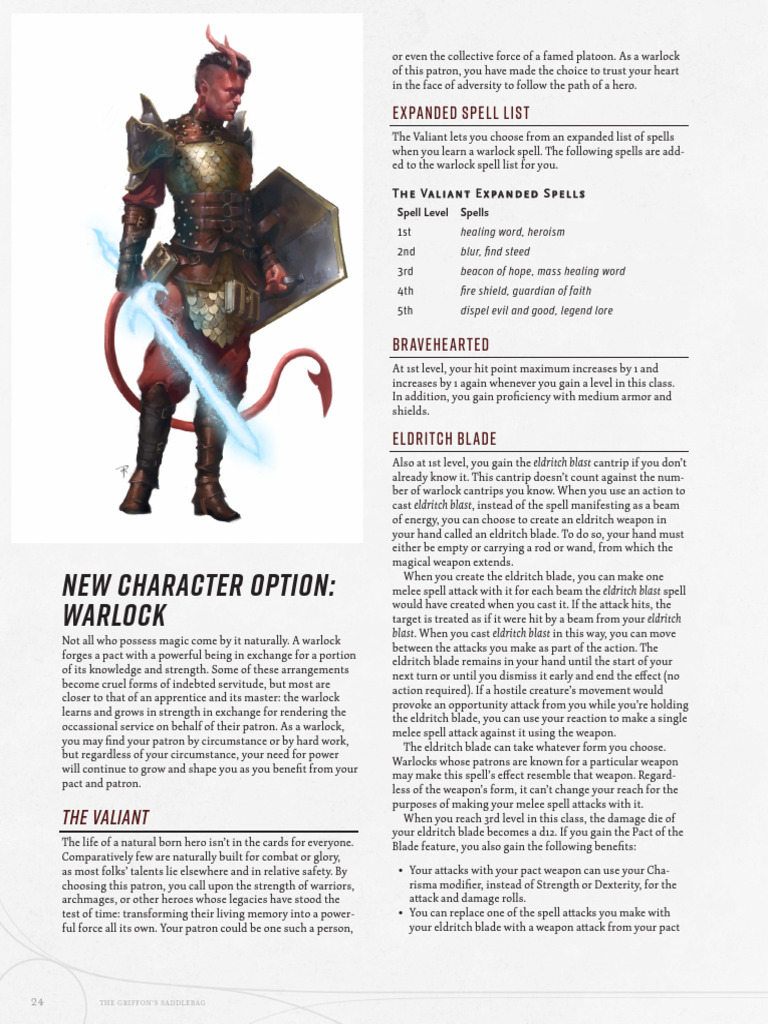 Warlock of the Valiant Class Options | PDF