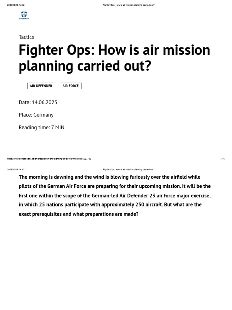 Air Mission Planning in Fighter Ops | PDF | Reconnaissance | Fighter ...