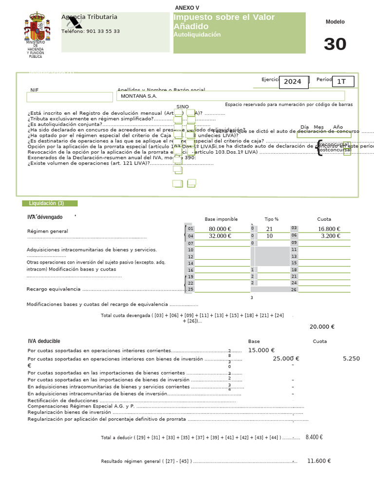 Modelo 303 MONTANA 1T | PDF | Finanzas del gobierno | Impuestos