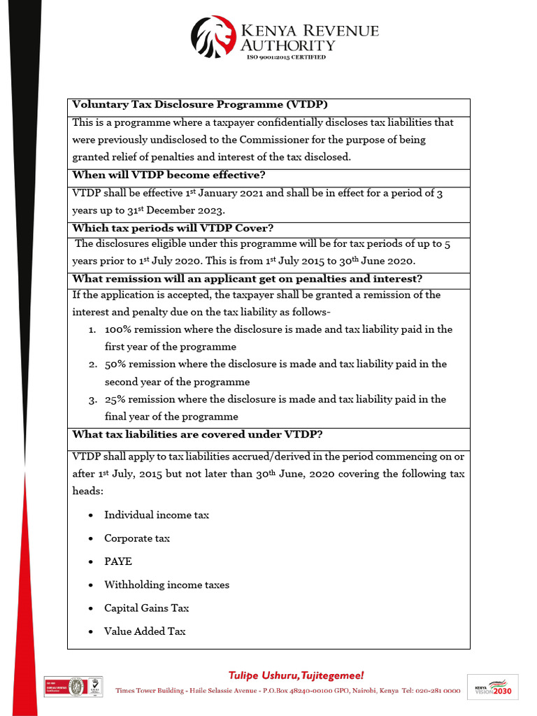 VTDP: Tax Relief and Compliance Guide | PDF | Taxes | Taxpayer