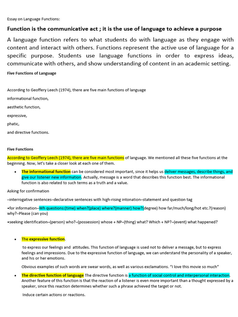 functions and adv dis adv func notion syllubus | PDF | English As A Second Or Foreign Language ...