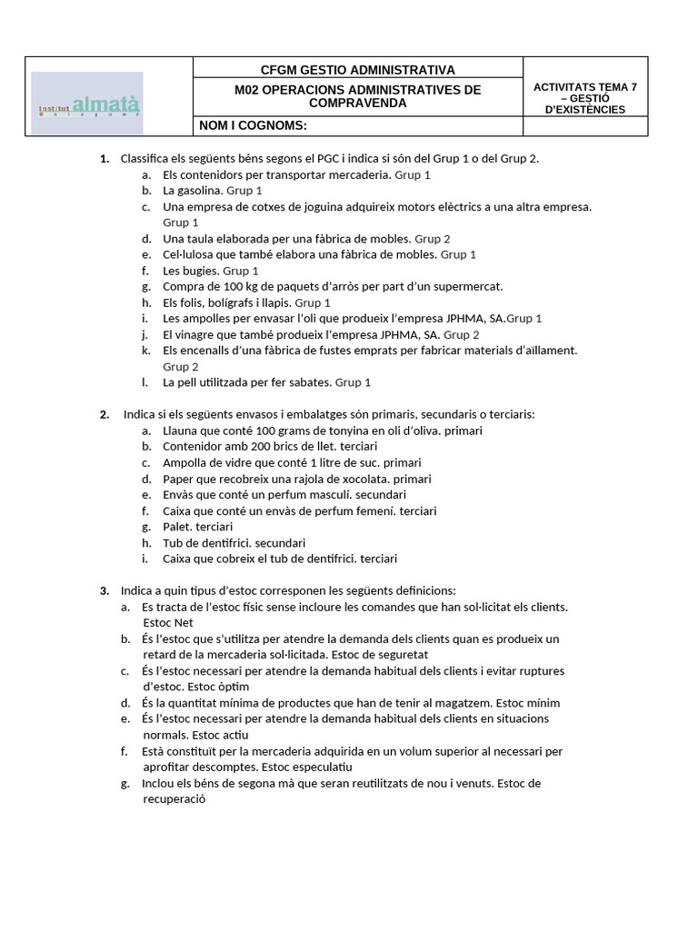 Activitats - Tema 7 | PDF