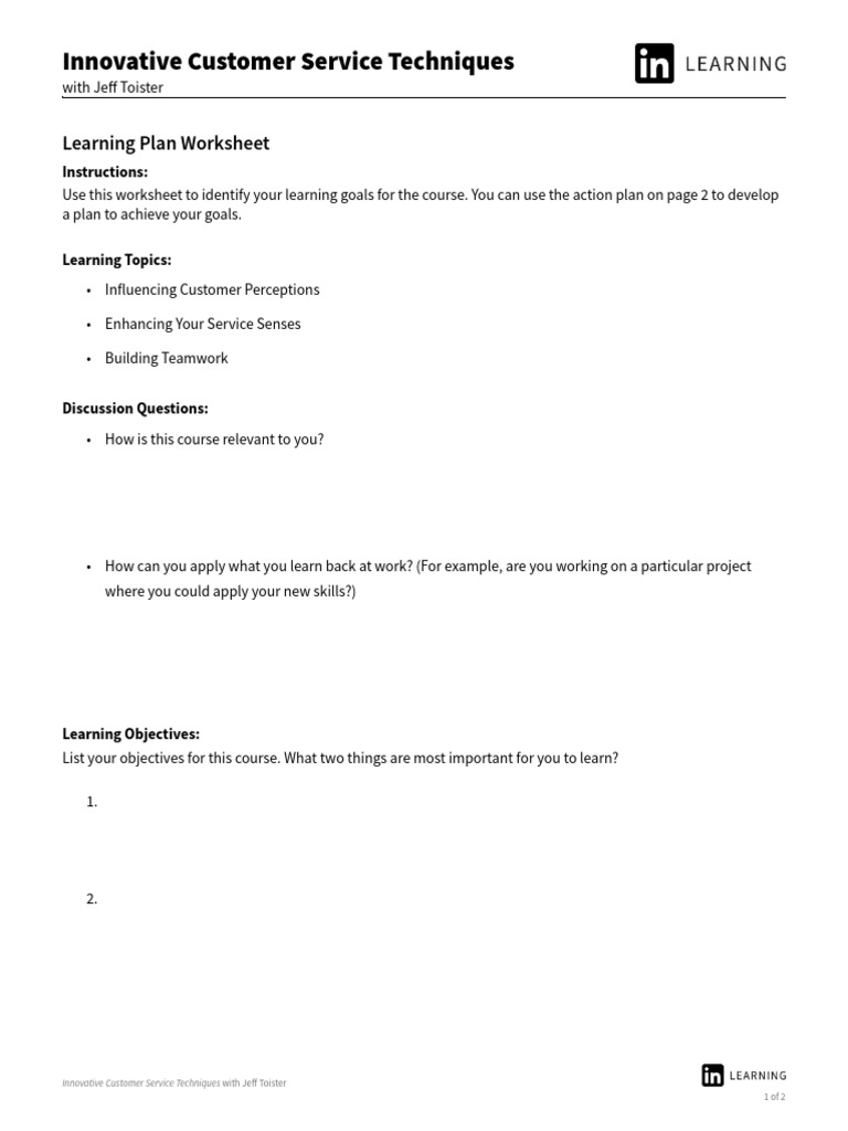 Learning Plan Worksheet | PDF | Business