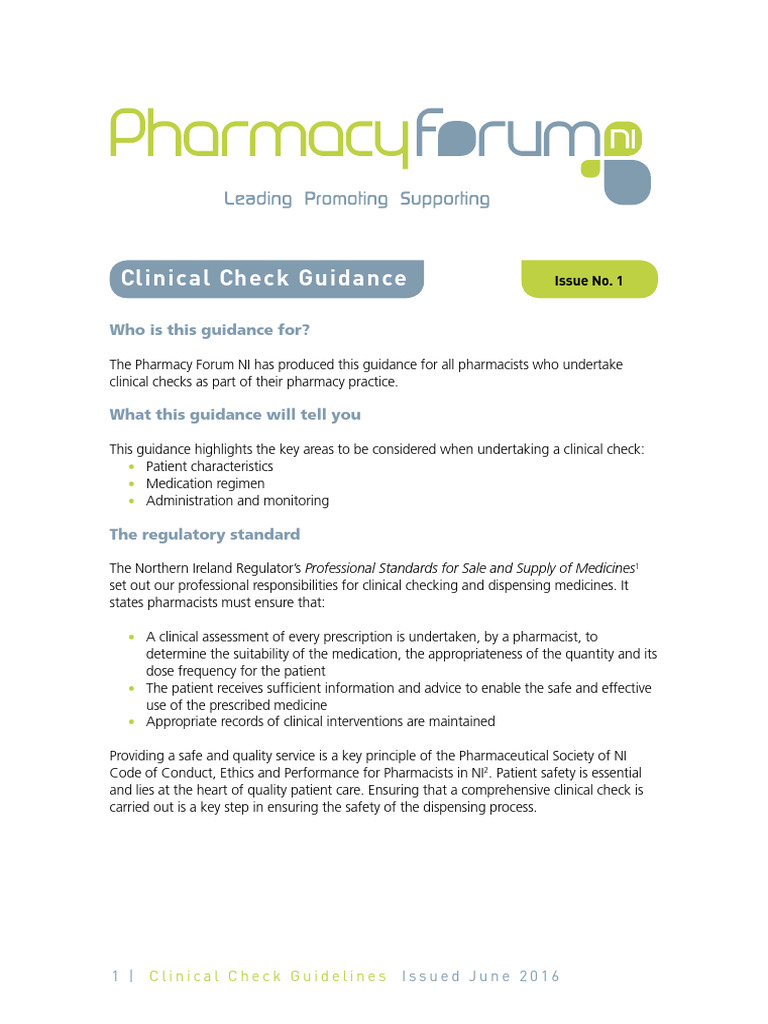 Pharmacy Forum Clincial Guidance | PDF | Pharmacist | Pharmacy