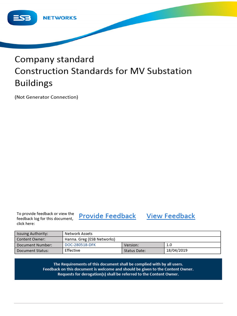 MV Substation Construction Standards | PDF | Electrical Substation | Door