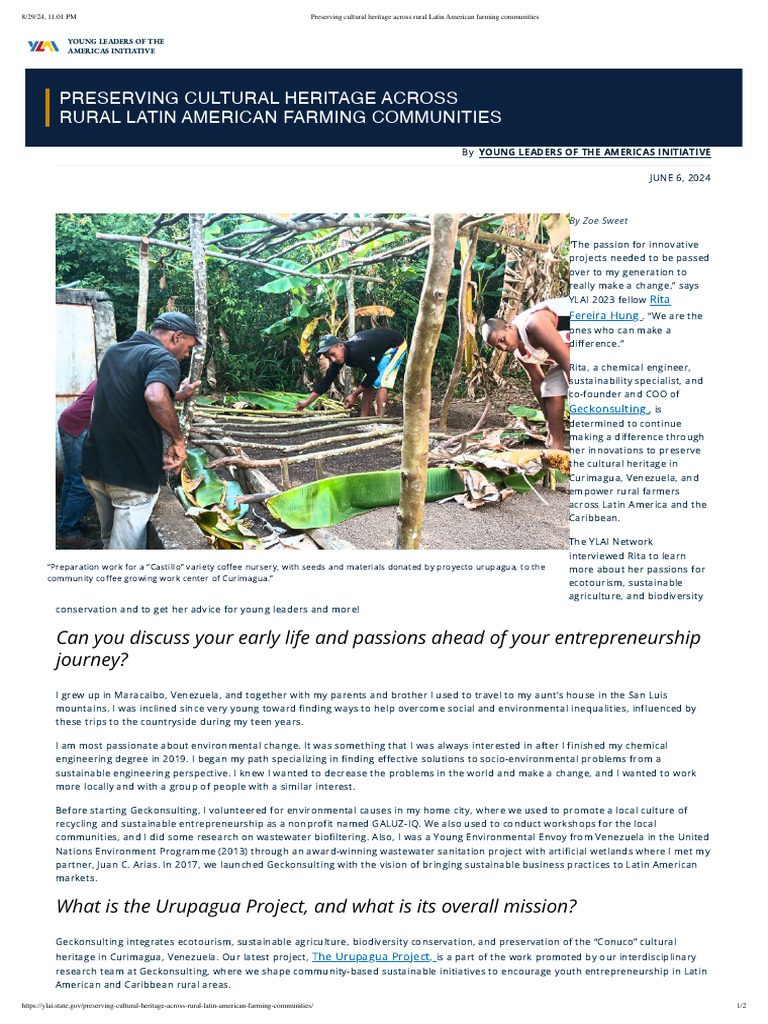 Preserving Cultural Heritage Across Rural Latin American Farming ...