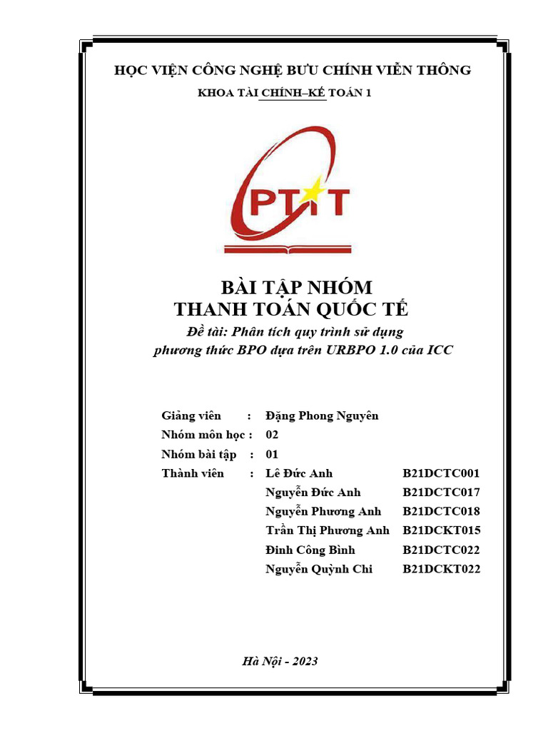 01-BTL - Thanh toán quốc tế - Nhóm1 | PDF