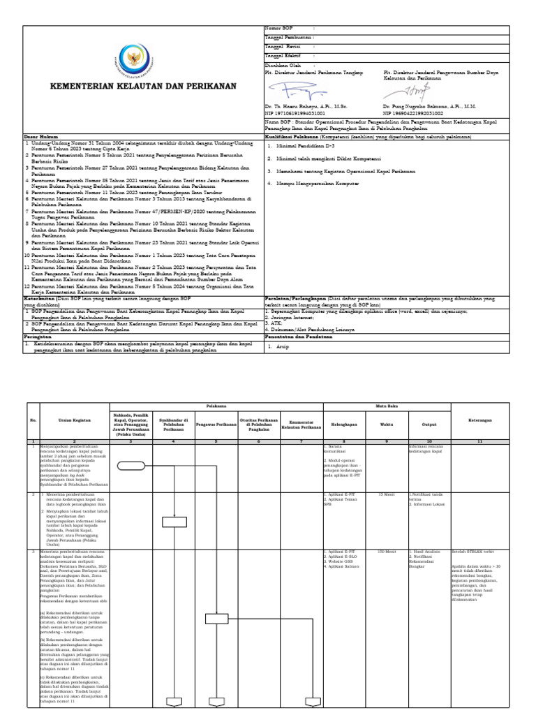 SOP Bersama DJPT DG PSDKP | PDF