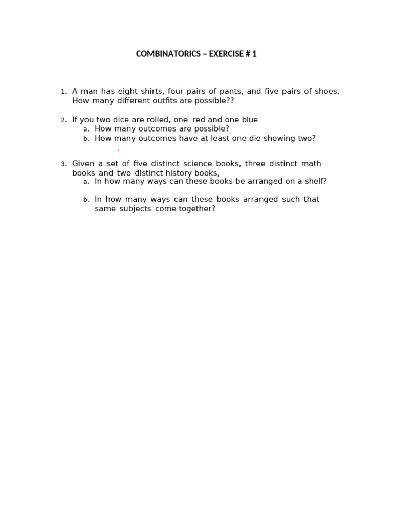 Combinatorics Exercise 1 | PDF