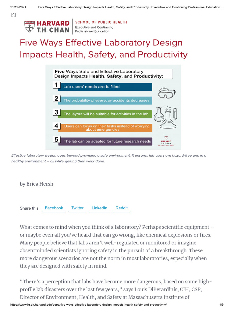 Five Ways Effective Laboratory Design Impacts Health, Safety, and Productivity | PDF ...