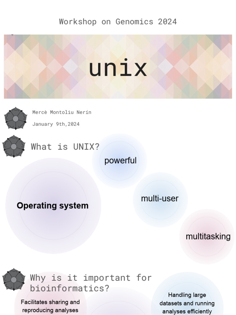Introduction To UNIX-Workshop On Genomics 2024 Fix | PDF | Directory (Computing) | Utility Software