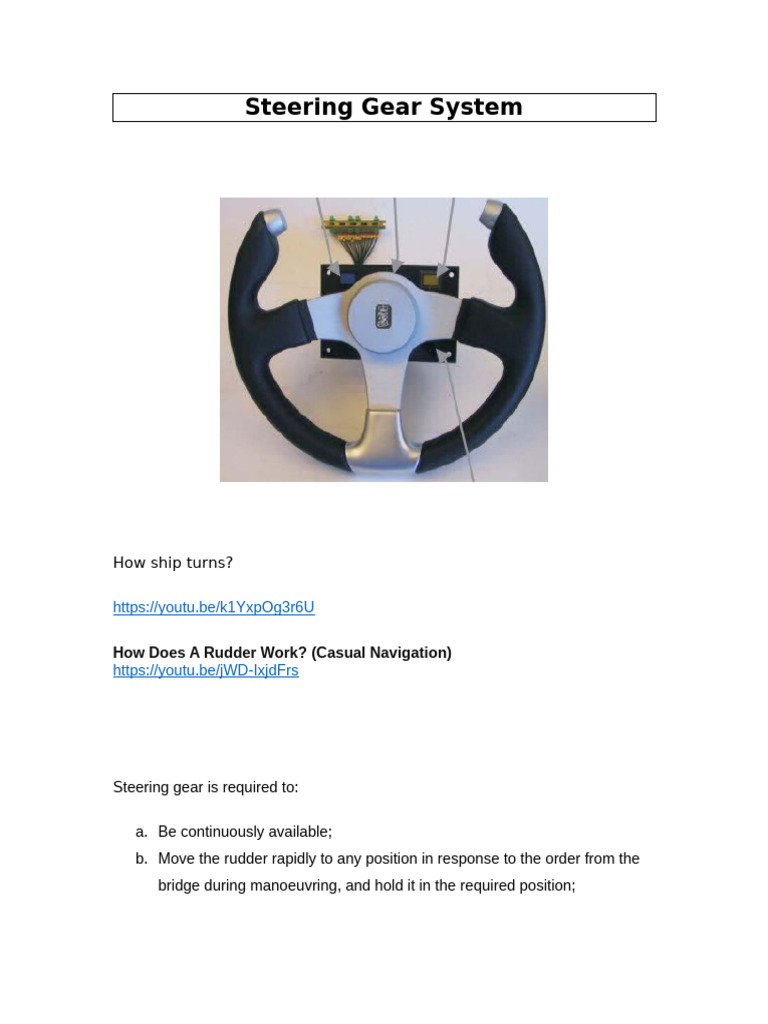 Steering Gear System (Main) | PDF | Rudder | Steering