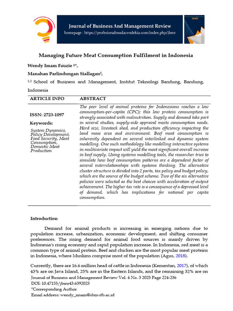 639-Article Text-3377-1-10-20230328 | PDF | Conceptual Model | Meat
