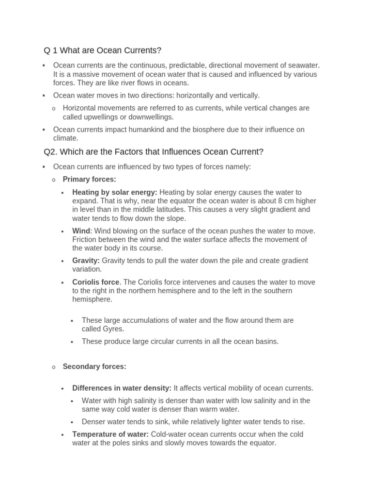 Ocean Currents: Types, Factors, and Effects | PDF | Oceans ...