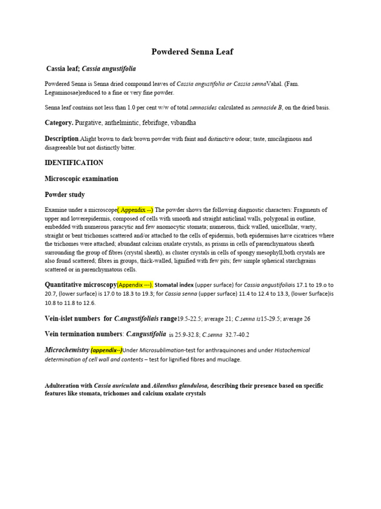 Powdered Senna Leaf | PDF