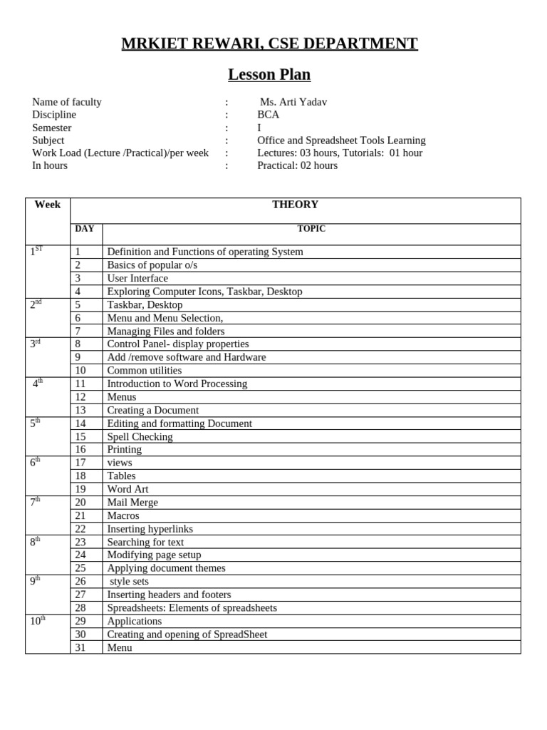 Lesson Plan Osst BCA | PDF | Spreadsheet | Icon (Computing) Lesson Plan Osst BCA | PDF | Spreadsheet | Icon (Computing)