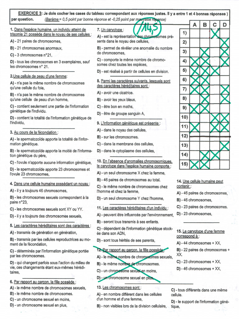 QCM SVT Corrigés | PDF